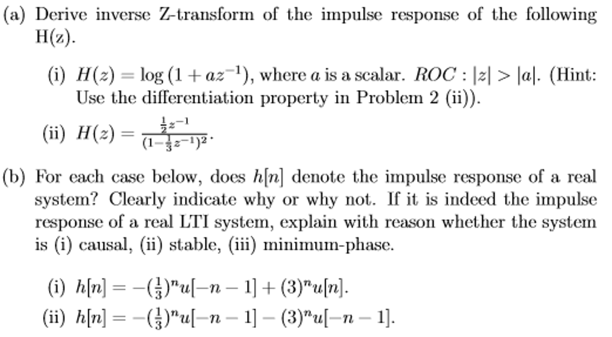 Solved Derive inverse Z-transform of the impulse response of | Chegg.com