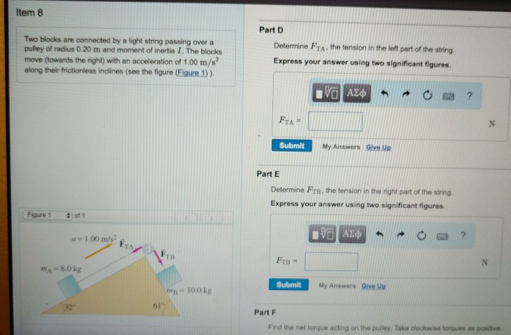 Solved Item 8. Two blocks are connected by a light string | Chegg.com