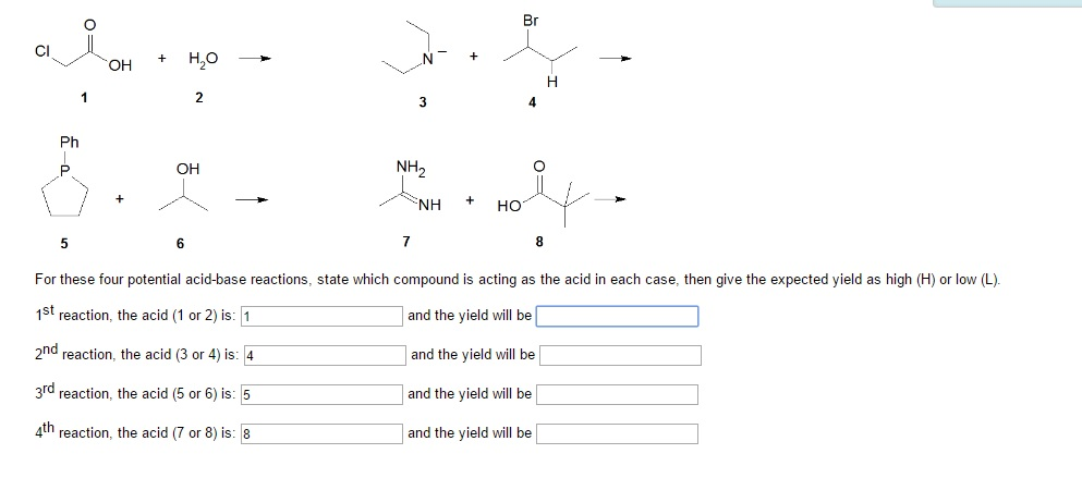 Solved For these four potential acid-base reactions, state | Chegg.com