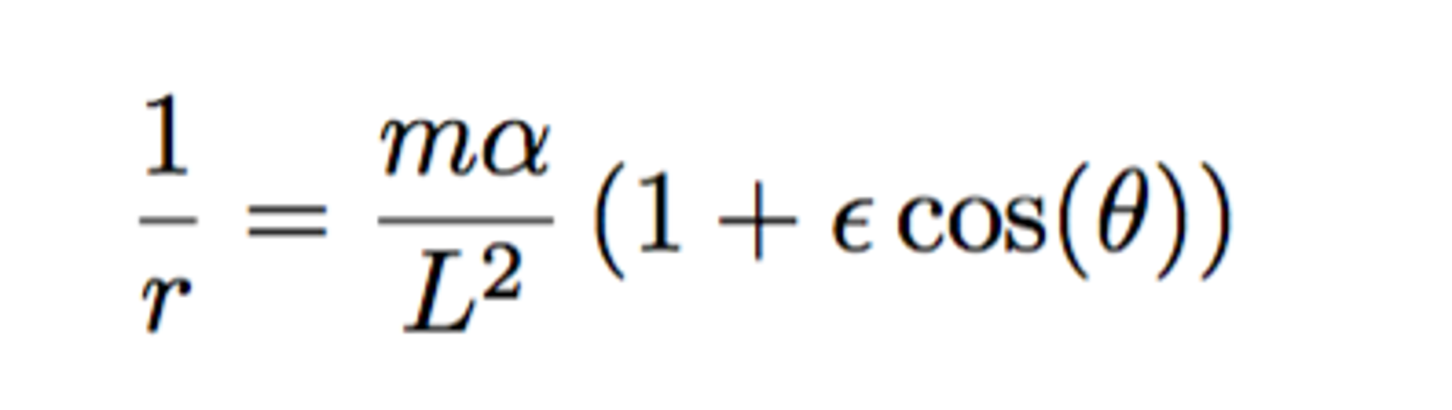 Solved 1/r = m alpha/L^2 (1 + epsilon cos(theta)) Which | Chegg.com