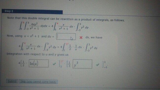 Solved Note that this double integral can be rewritten as a | Chegg.com