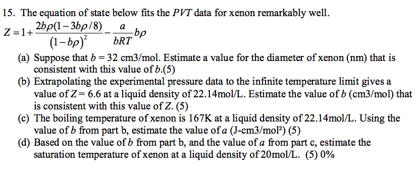 The equation of state below fits the PVT data for | Chegg.com