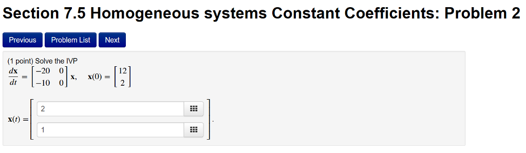 Solved Section 7.5 Homogeneous systems Constant | Chegg.com
