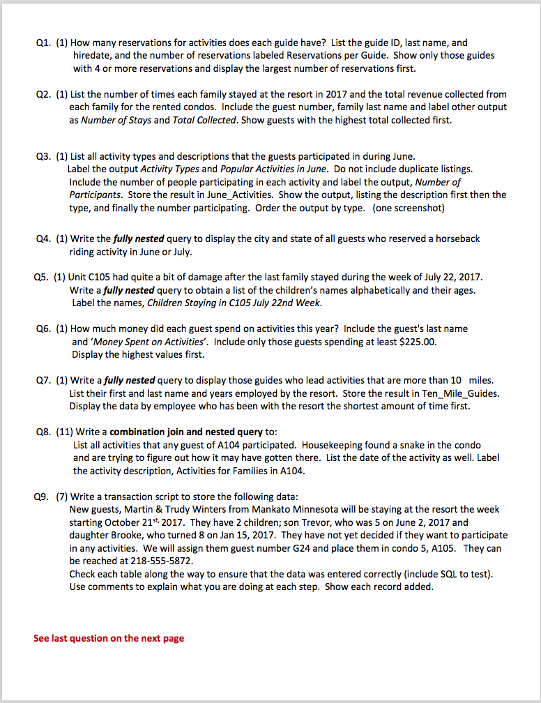 Assignment 4 Grouping, Nesting, Views, Transactions - | Chegg.com