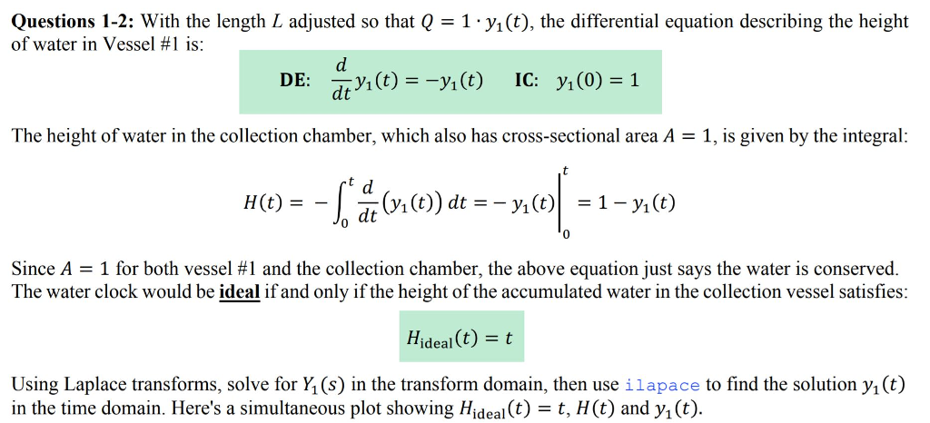 Questions 1-2: With the length L adjusted so that Q = | Chegg.com