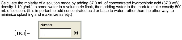 Solved Calculate the molarity of a solution made by adding | Chegg.com