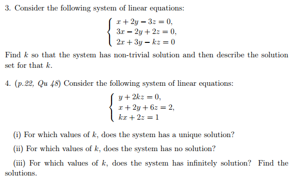 Solved Consider the following system of linear equations: | Chegg.com