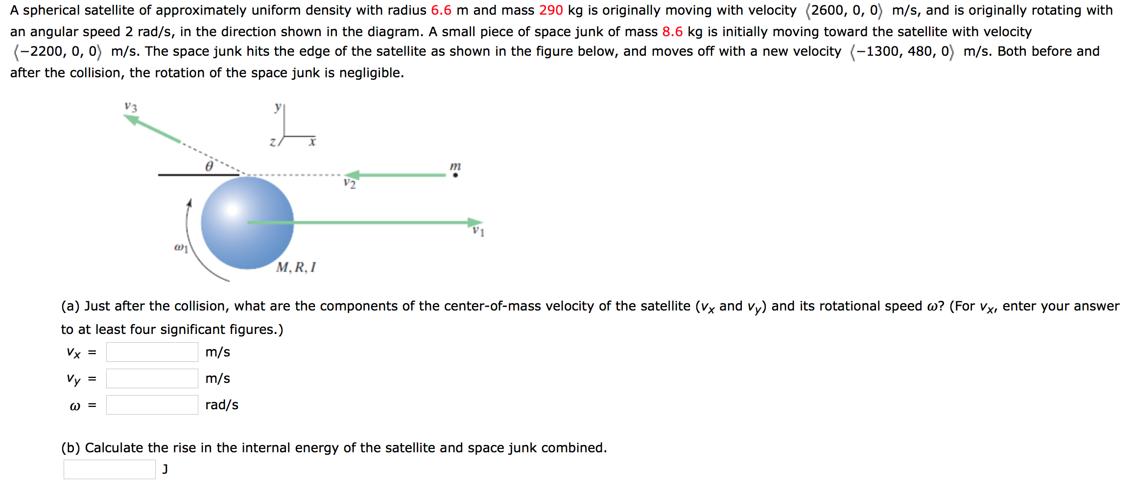 Solved A spherical satellite of approximately uniform | Chegg.com