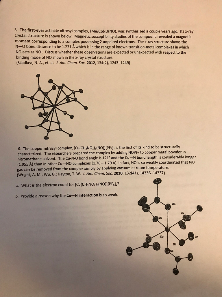 5. The first-ever actinide nitrosyl complex, | Chegg.com