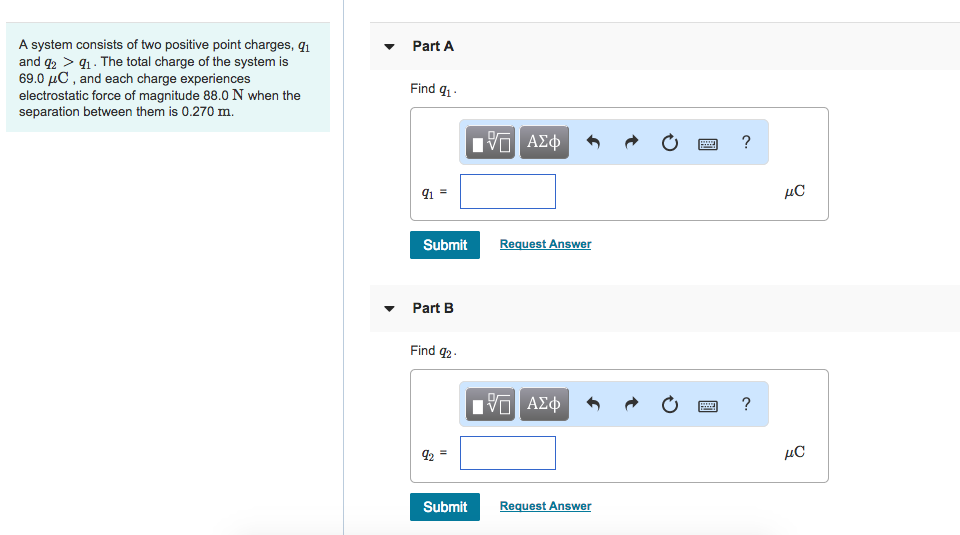 Solved A system consists of two positive point charges, g | Chegg.com