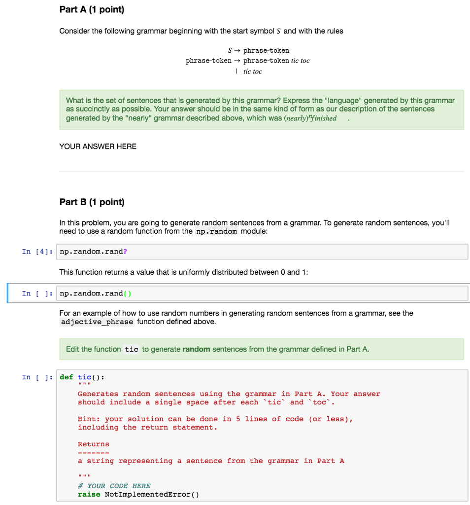 Part A (1 point) Consider the following grammar | Chegg.com