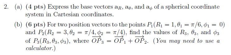 Solved Express the base vectors aR, a_thata, and a_phi of a | Chegg.com