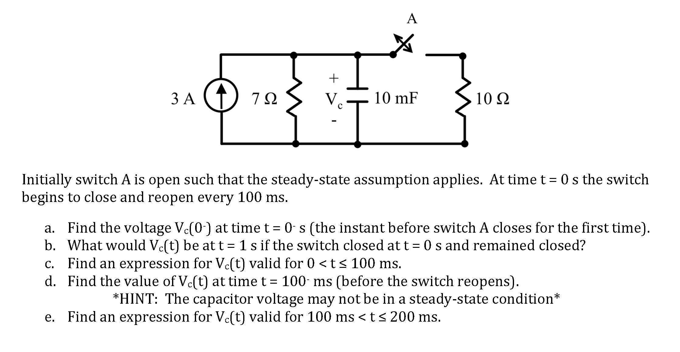 Solved Initially switch A is open such that the steady-state | Chegg.com