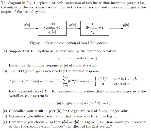 Solved The diagram in Fig. 1 depicts a cascade connection of | Chegg.com
