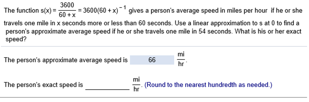 The function s(x) = 3600/60 + x = 3600(60 + x)^-1 | Chegg.com