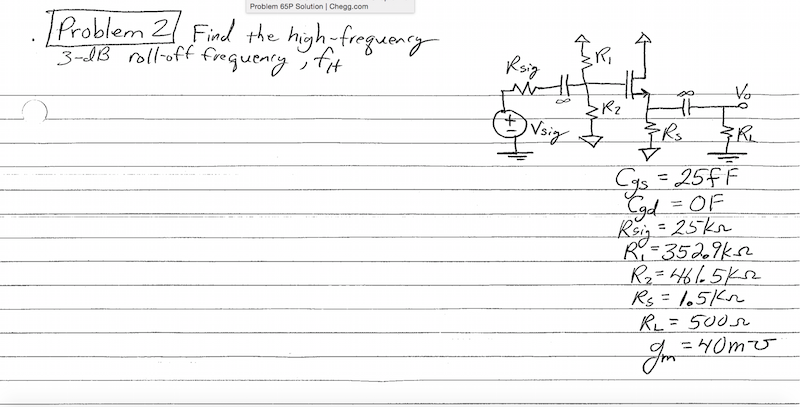 Solved Find the high-frequency 3-db roll-off frequency, fH | Chegg.com