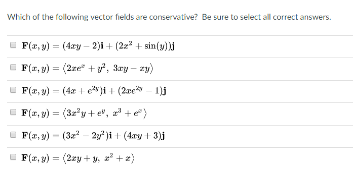 Solved Which of the following vector fields are | Chegg.com