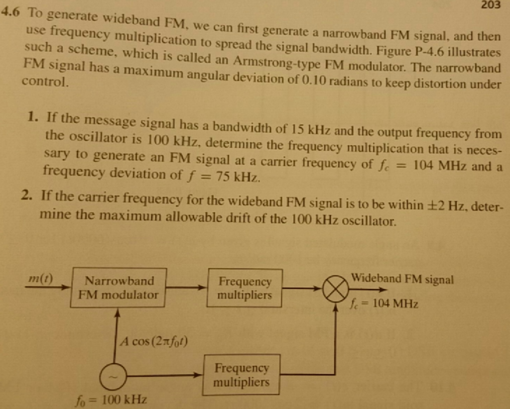 Solved To generate wideband FM, we can first generate a | Chegg.com Solved To generate wideband FM, we can first generate a | Chegg.com