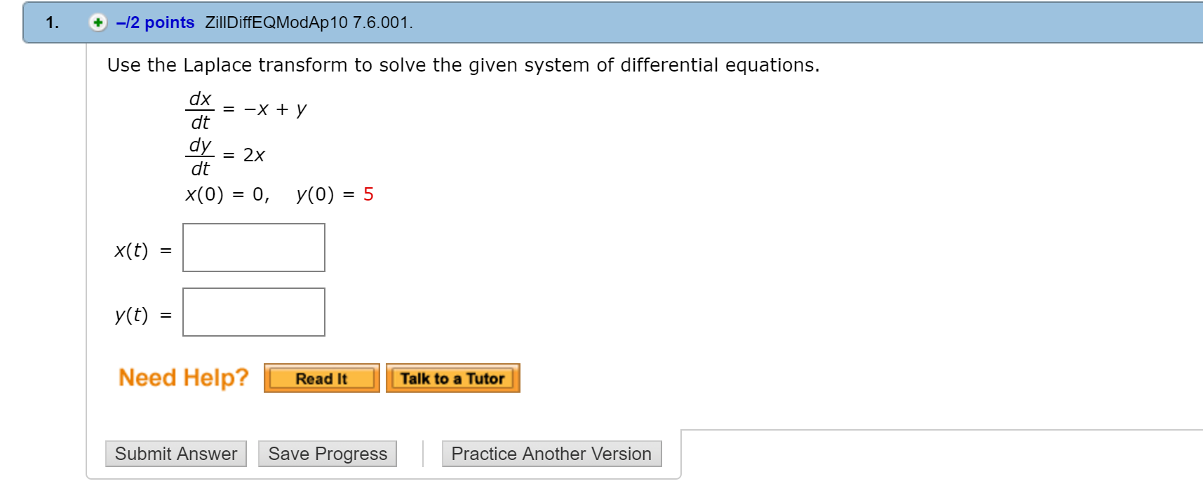 Solved Use the Laplace transform to solve the given system | Chegg.com