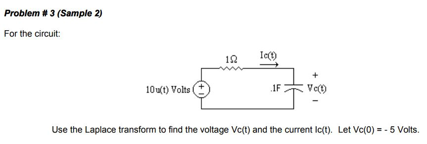 Solved Problem # 3 (Sample 2) For the circuit: 10u(t) Volts | Chegg.com