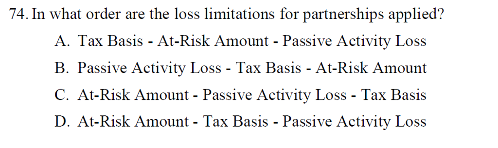 Solved In what order are the loss limitations for | Chegg.com