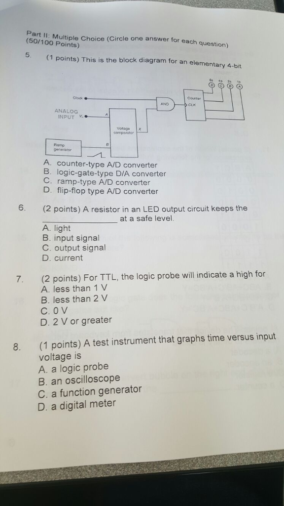 Solved Multiple Choice (Circle one answer for each question) | Chegg.com