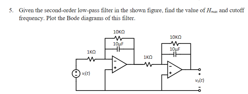 Solved 5. Given the second-order low-pass filter in the | Chegg.com
