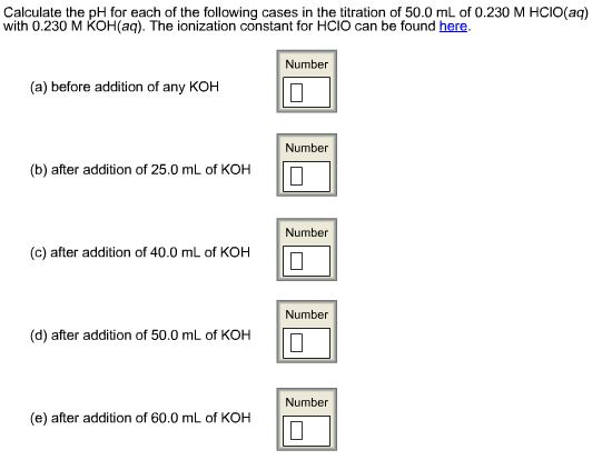 Solved Calculate the pH for each of the following cases in | Chegg.com