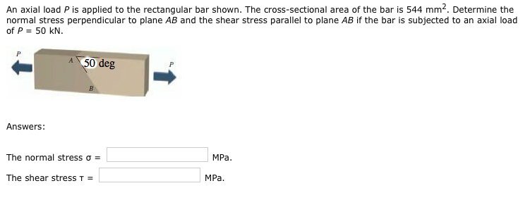 Solved An axial load P is applied to the rectangular bar | Chegg.com