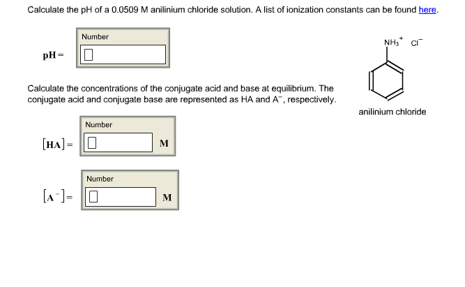 Solved Calculate the pH of a 0.0509 M anilinium chloride | Chegg.com