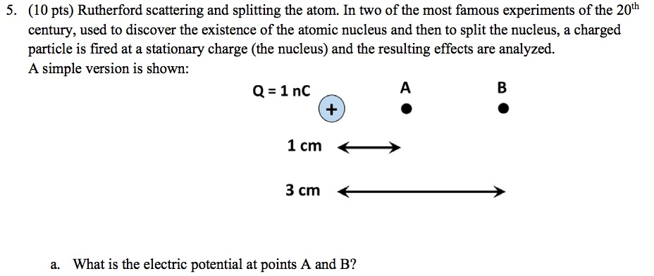 Solved 5. (10 pts) Rutherford scattering and splitting the | Chegg.com