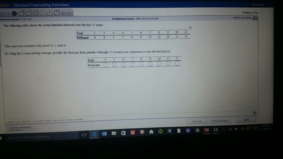 Solved Demand Forecasting Exercises 5 (6 Problem 4.2a | Chegg.com