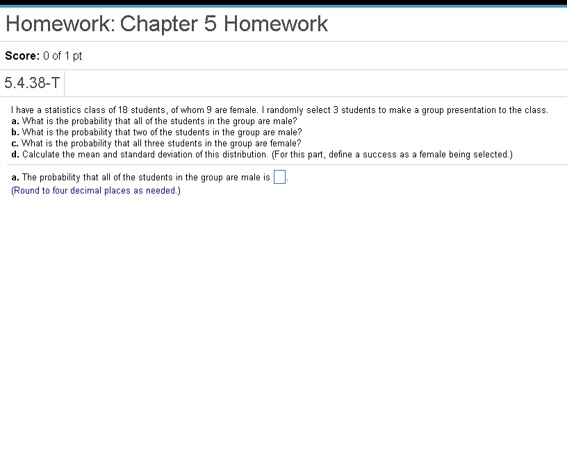 Solved Homework: Chapter 5 Homework Score: 0 of 1 pt | Chegg.com