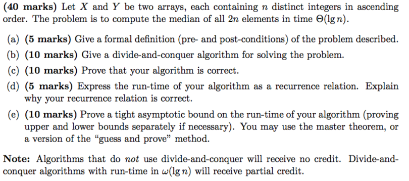 Solved (40 marks) Let X and Y be two arrays, each containing | Chegg.com