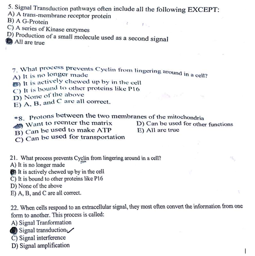 Solved Signal Transduction pathways often include all the | Chegg.com