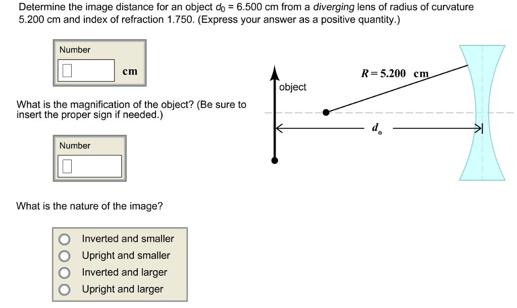 Solved a.) Determine the image distance for an object d0 = | Chegg.com