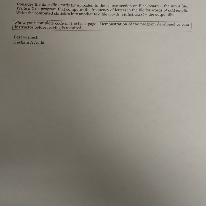 Solved Consider the data file words.txt uploaded to the | Chegg.com