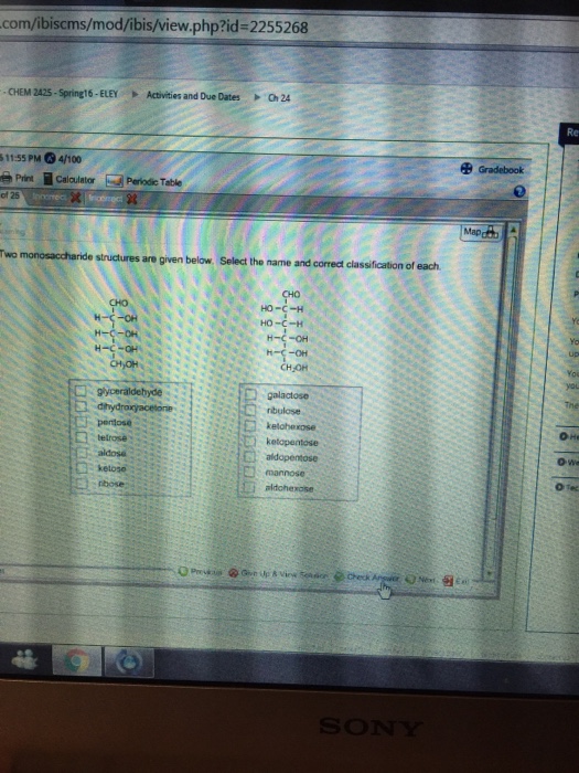 Solved Two monosaccharide structures are given below. Select | Chegg.com