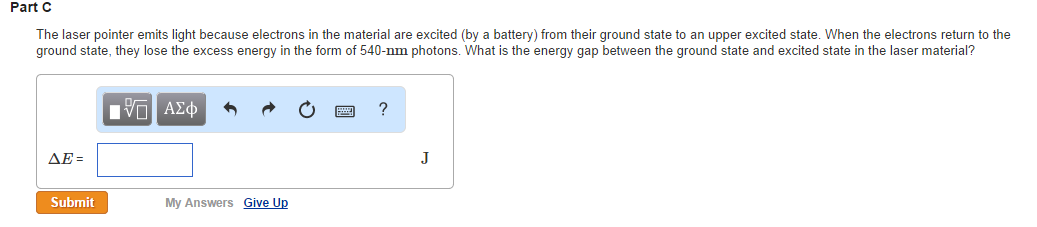 Solved Part C The laser pointer emits light because | Chegg.com