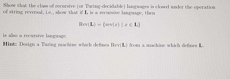 Solved Show that the class of recursive (or | Chegg.com