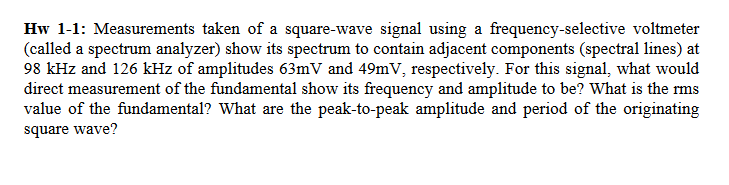 Solved Measurements taken of a square-wave signal using a | Chegg.com