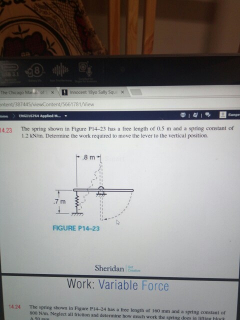 Solved The spring shown in Figure P14-23 has a free length | Chegg.com