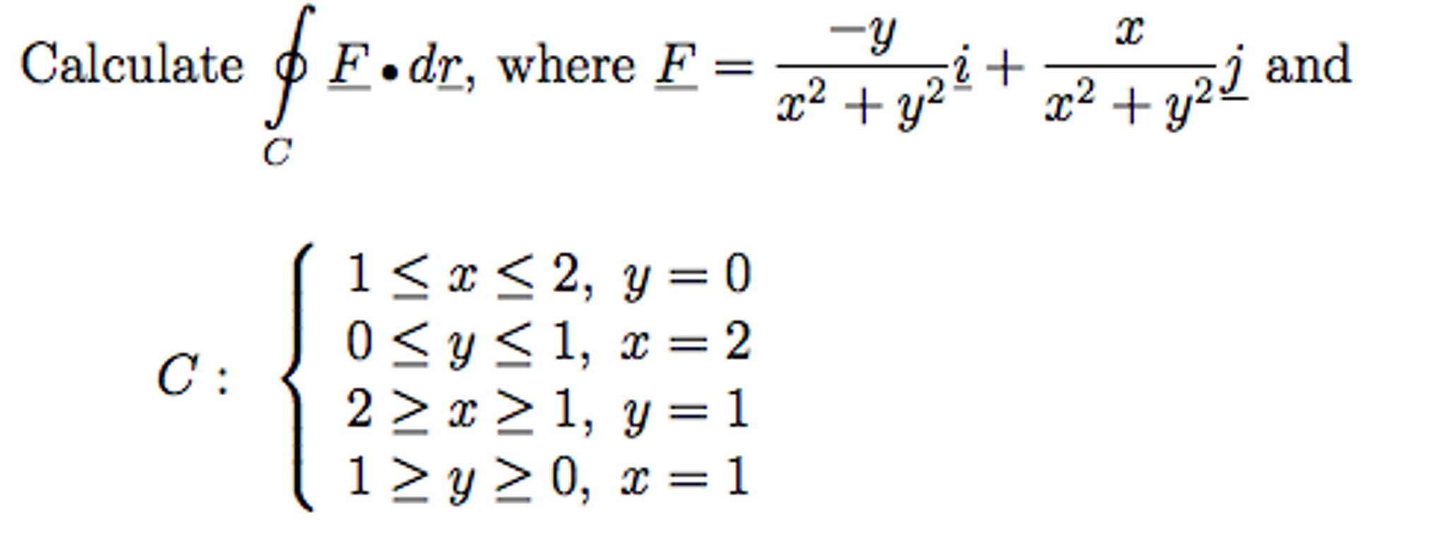 Solved Calculate Contour Integral F Mid dot dr, where F = | Chegg.com