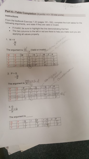 Part 4-Table Completion (4 points × Instructions 16 | Chegg.com