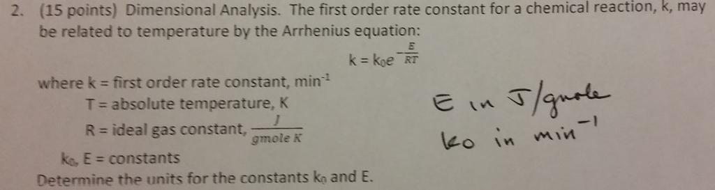 Solved Dimensional Analysis. The first order rate constant | Chegg.com