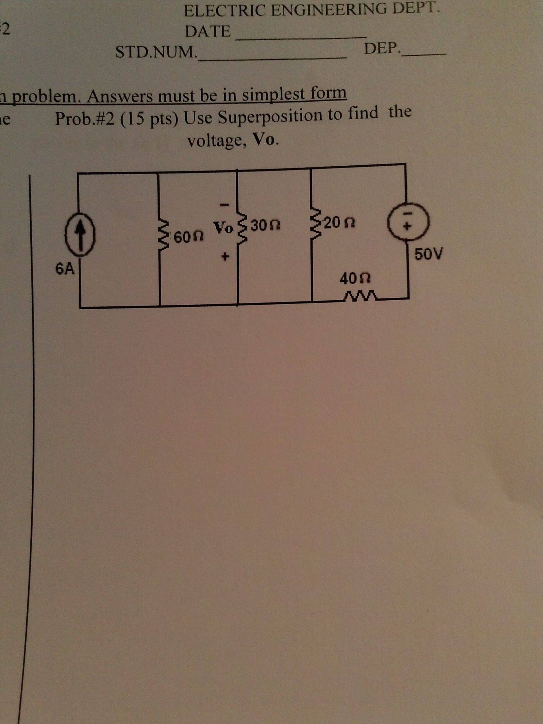 Solved Use superposition to find the voltage, V0. | Chegg.com