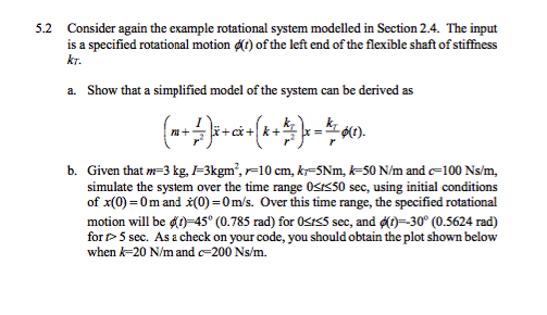 Solved 5.2 Consider again the example rotational system | Chegg.com