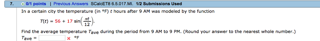 Solved 7 0/1 points | Previous Answers SCalcET8 6.5.017.MI. | Chegg.com