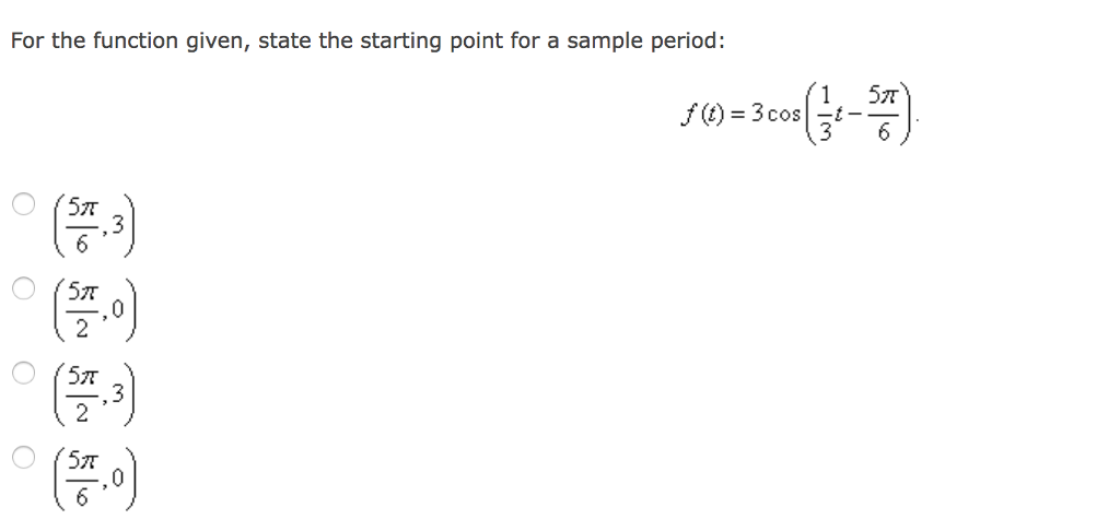 Solved For the function given, state the starting point for | Chegg.com
