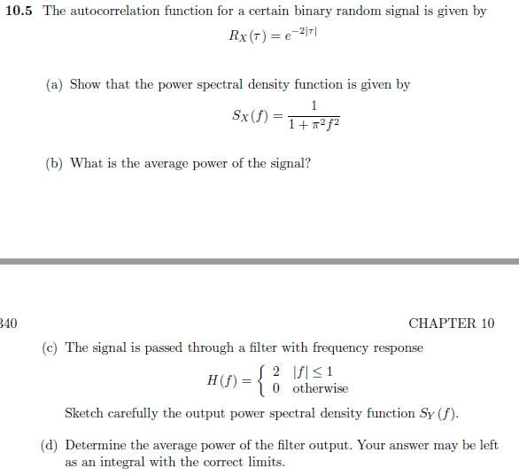 Solved 10.5 The autocorrelation function for a certain | Chegg.com